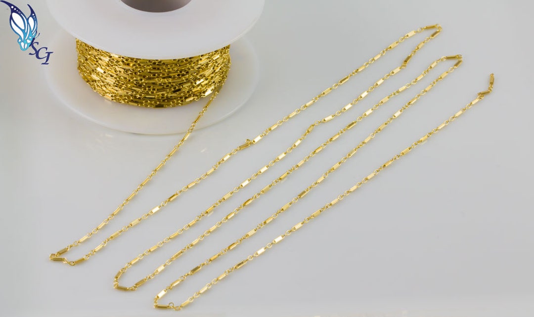 3 Feet-flat Bar Chain, Gold Filled, Sterling Silver Chain by Foot ...
