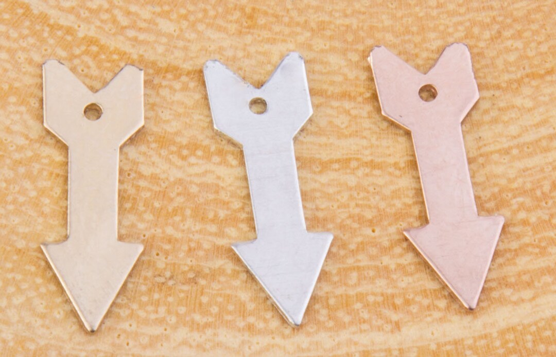 14mm X 5mm Small Arrow Stamping Blank Pendant in Sterling Silver, Gold ...