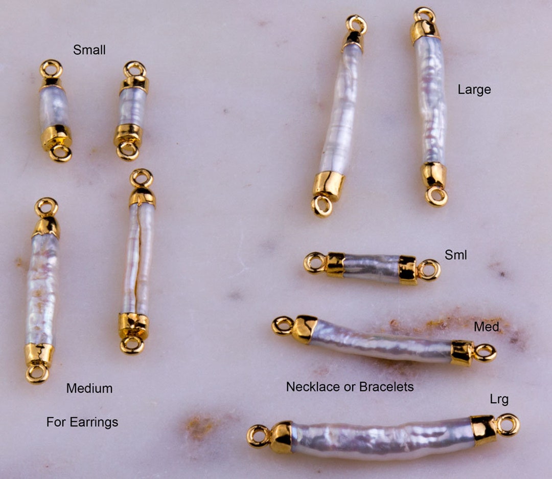 White Freshwater Pearl Spike Connector for Necklace, Bracelet and ...