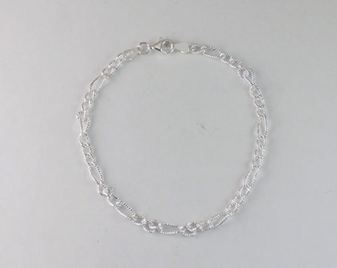 8 Diamond Cut Figaro Chain Bracelet Everyday Wear - Etsy