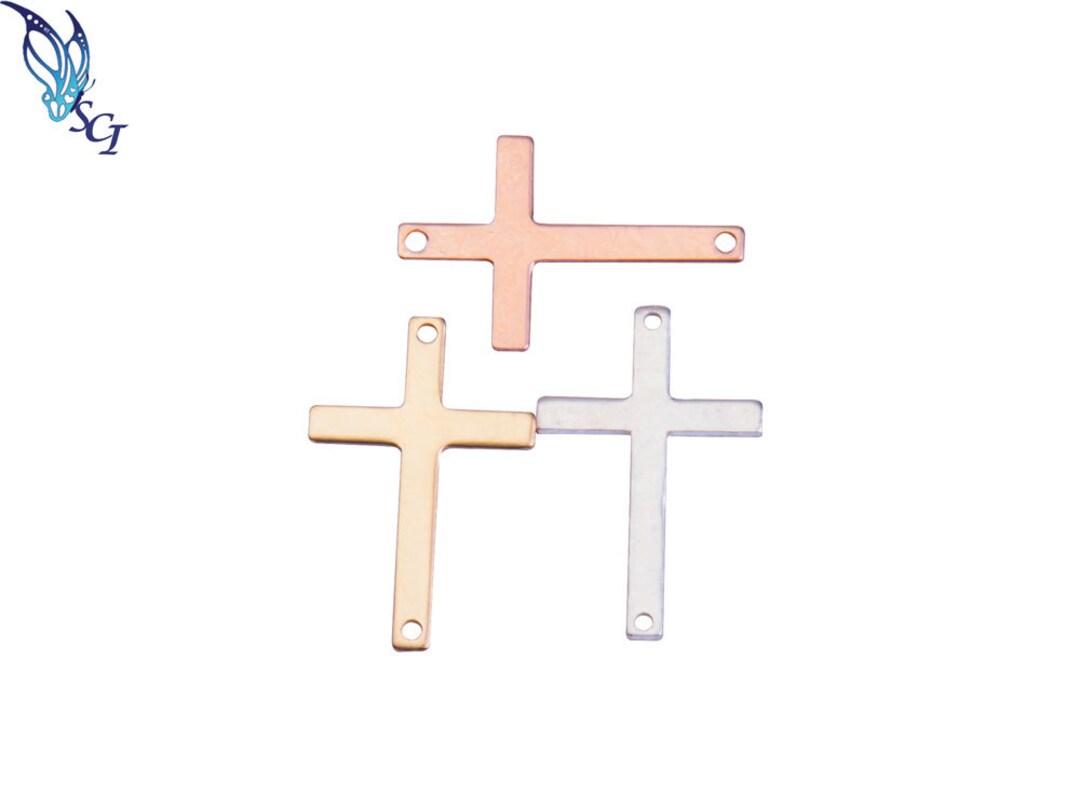 3pcs-silver 22mm Cross Stamping Link, Cross Link, Cross Link Connector ...