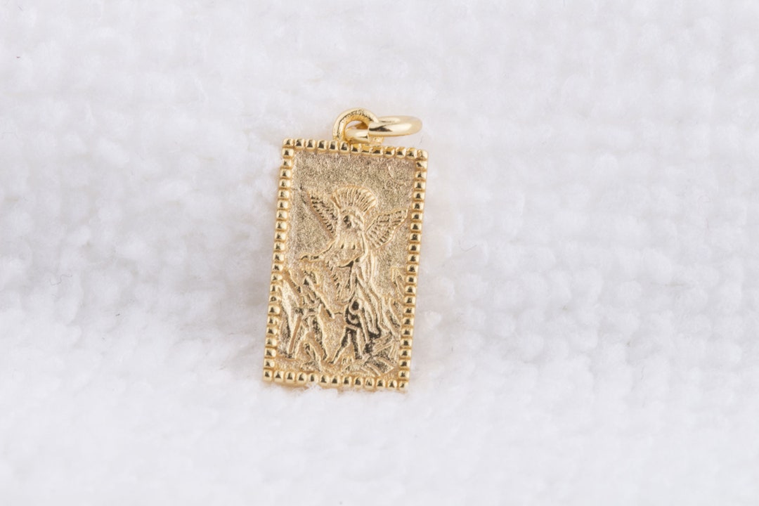 Small Guardian Angel Rectangle Tag, Guardian Medallion Pendant Disc ...