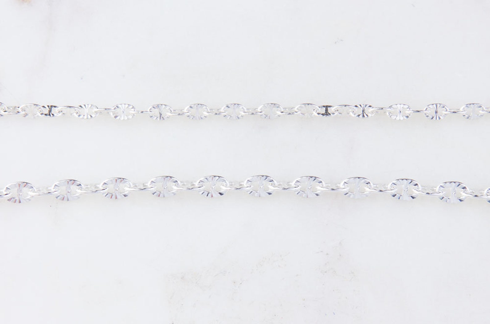 Oval Double Hole Plain Blank Chain by Foot in Sterling Silver - Etsy