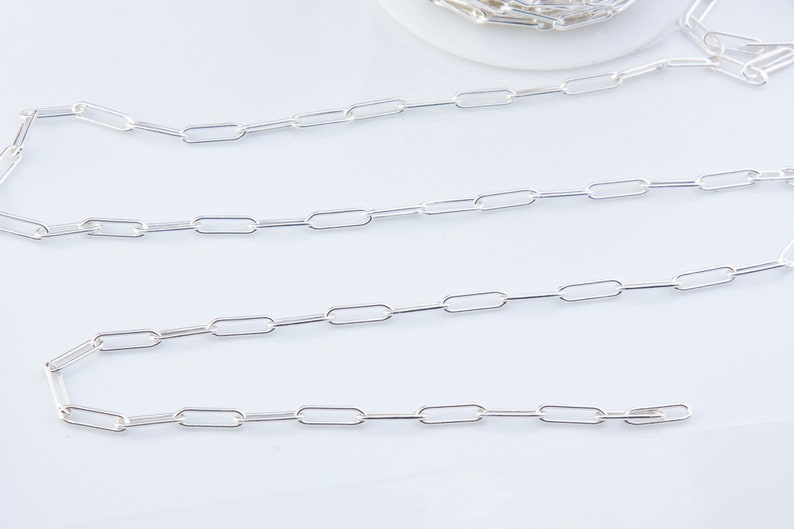 Medium Paperclip Rectangle Cable Chains by Foot in 14K Gold | Etsy