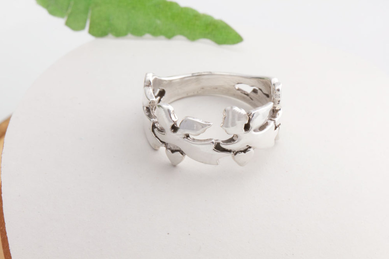 Sterling Silver Angels With Heart Band Ring, Sizes 6, 7 or 8, Ring ...