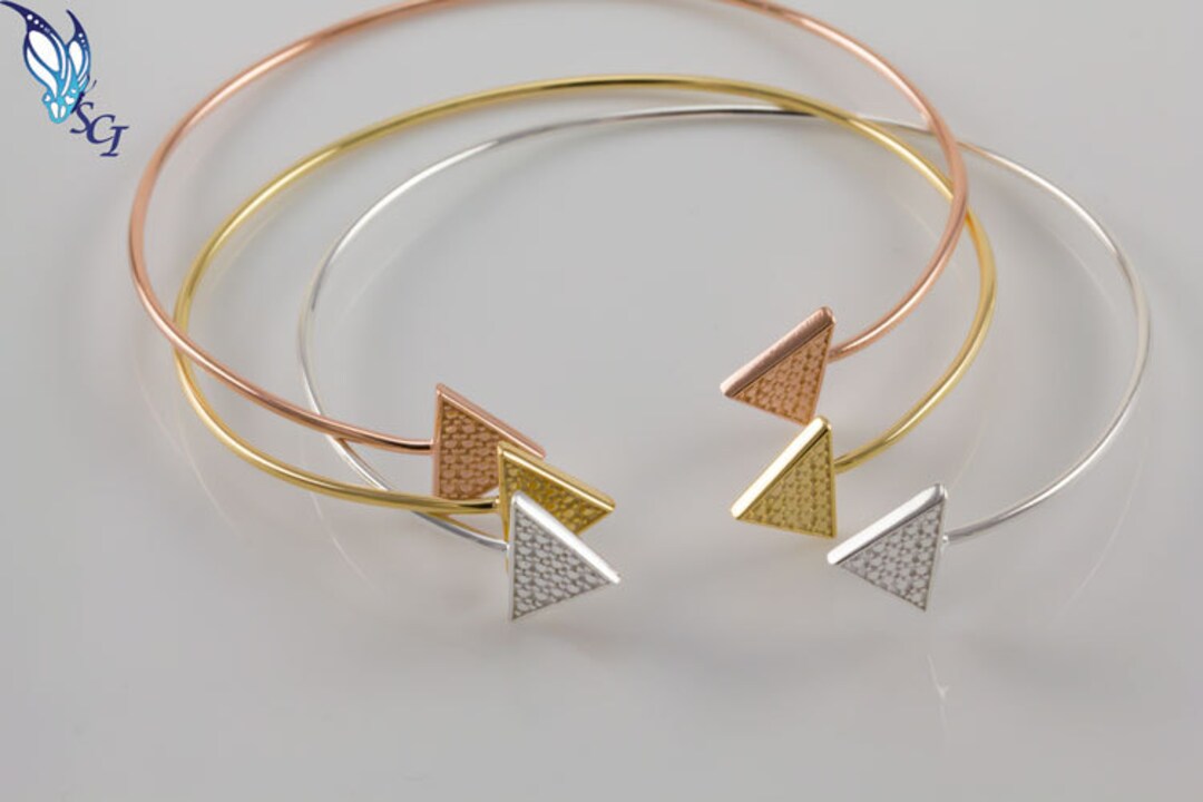 Skinnytriangle Bangle / Sterling Silver / Gold Plated /rose Gold Plated ...
