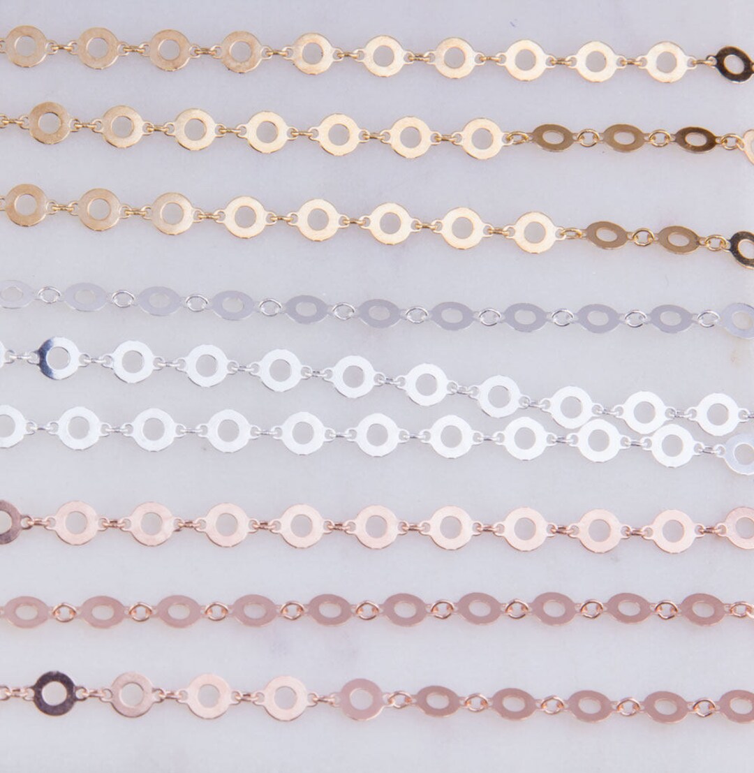 5feet Tiny Circle Chain in Silver, Gold Plated or Rose Gold Plated ...