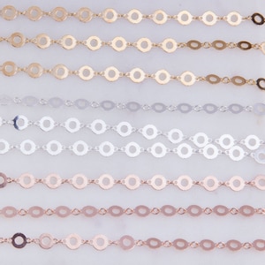5feet Tiny Circle Chain in Silver, Gold Plated or Rose Gold Plated ...