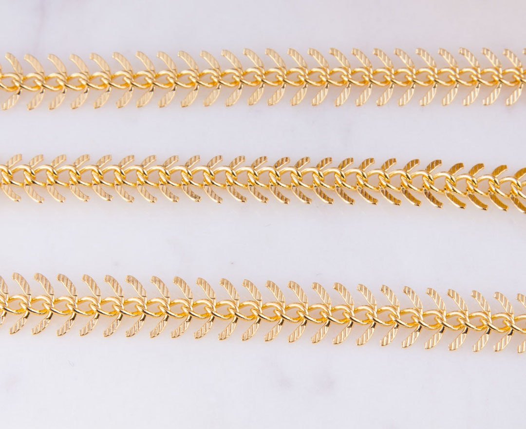 3 Feet-small Fish Bone Gold Plated Over Brass or Oxidized Chain ...