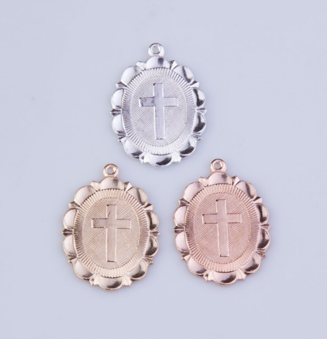 3pcs-oval Cross Pendant in Gold Filled, Sterling Silver,rose Gold ...