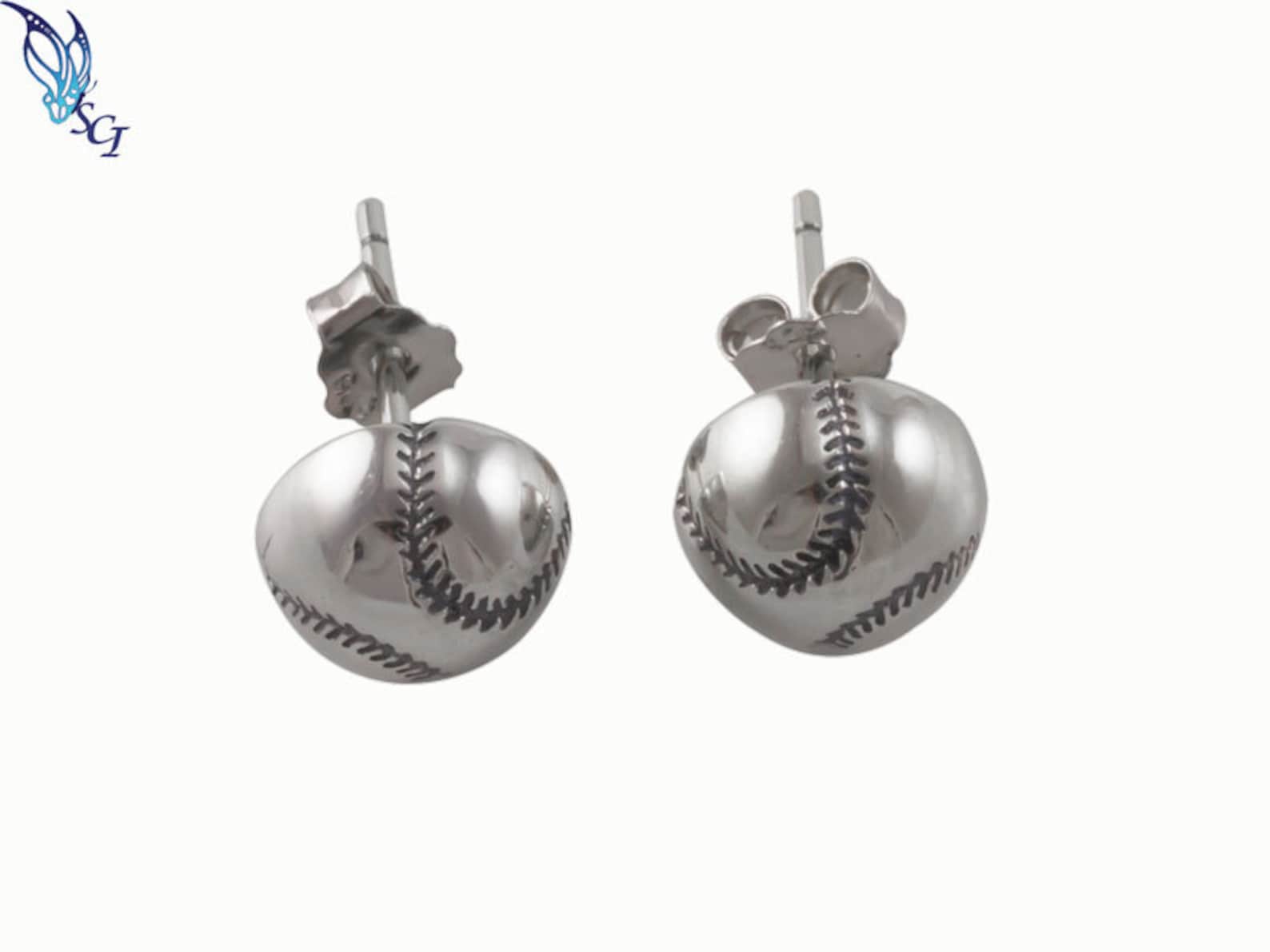 Sterling Silver Sports Earrings Basketball Earrings Baseball - Etsy