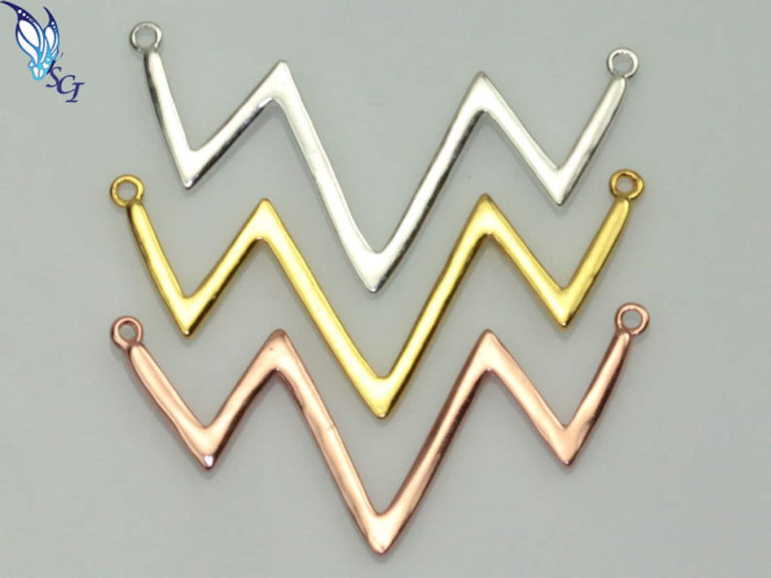 3pcs-wavy Link Connector Sterling Silver Rose Gold Plated | Etsy