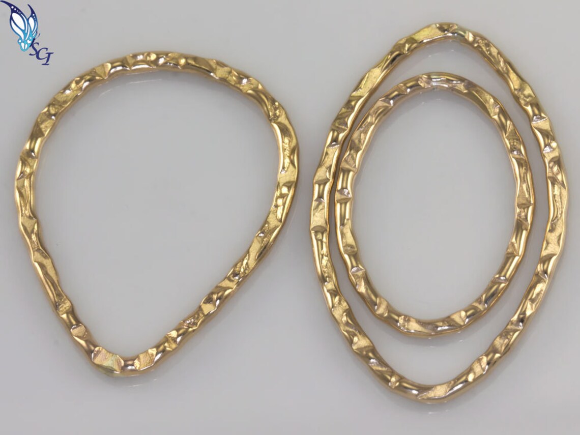 3pcs-gold Filled Oval Link Connector Hammered - Etsy