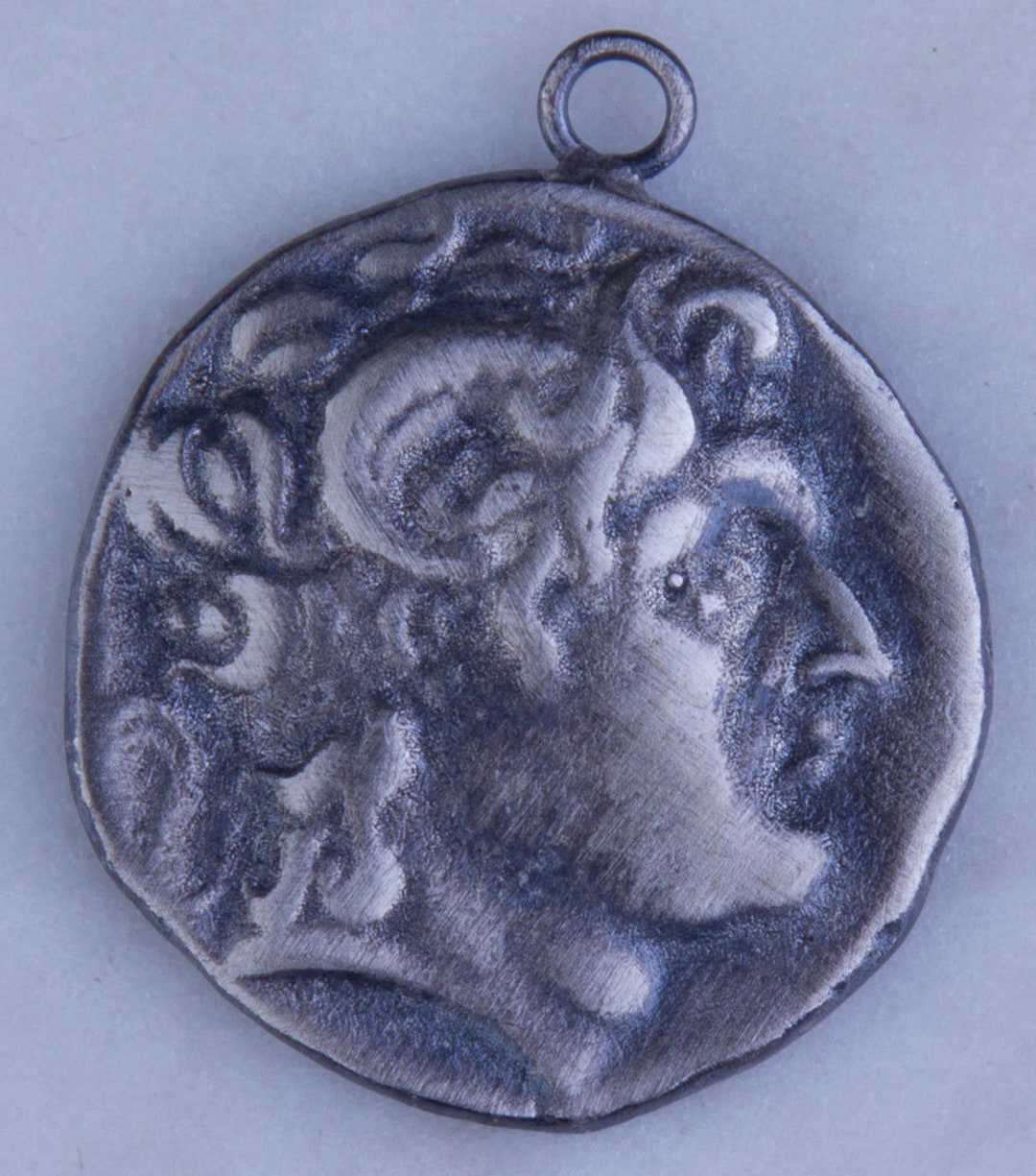 Large Roman, Greek Medallion Coin Pendant in Oxidized Sterling Silver ...