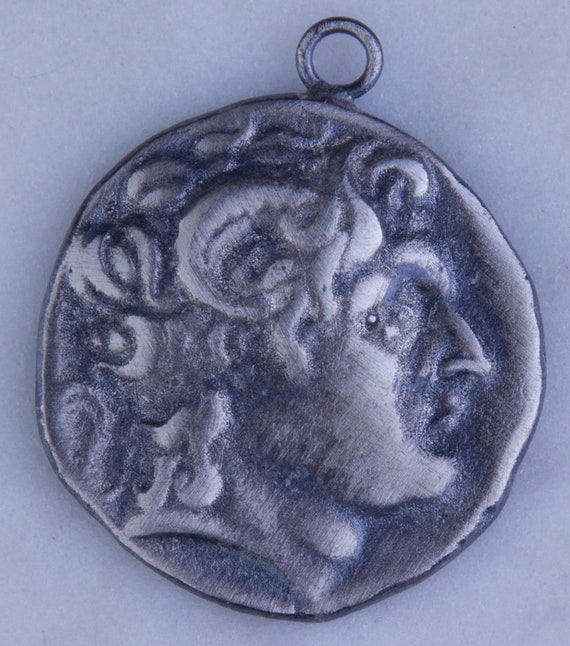 Large Roman Greek Medallion Coin Pendant in Oxidized Sterling | Etsy