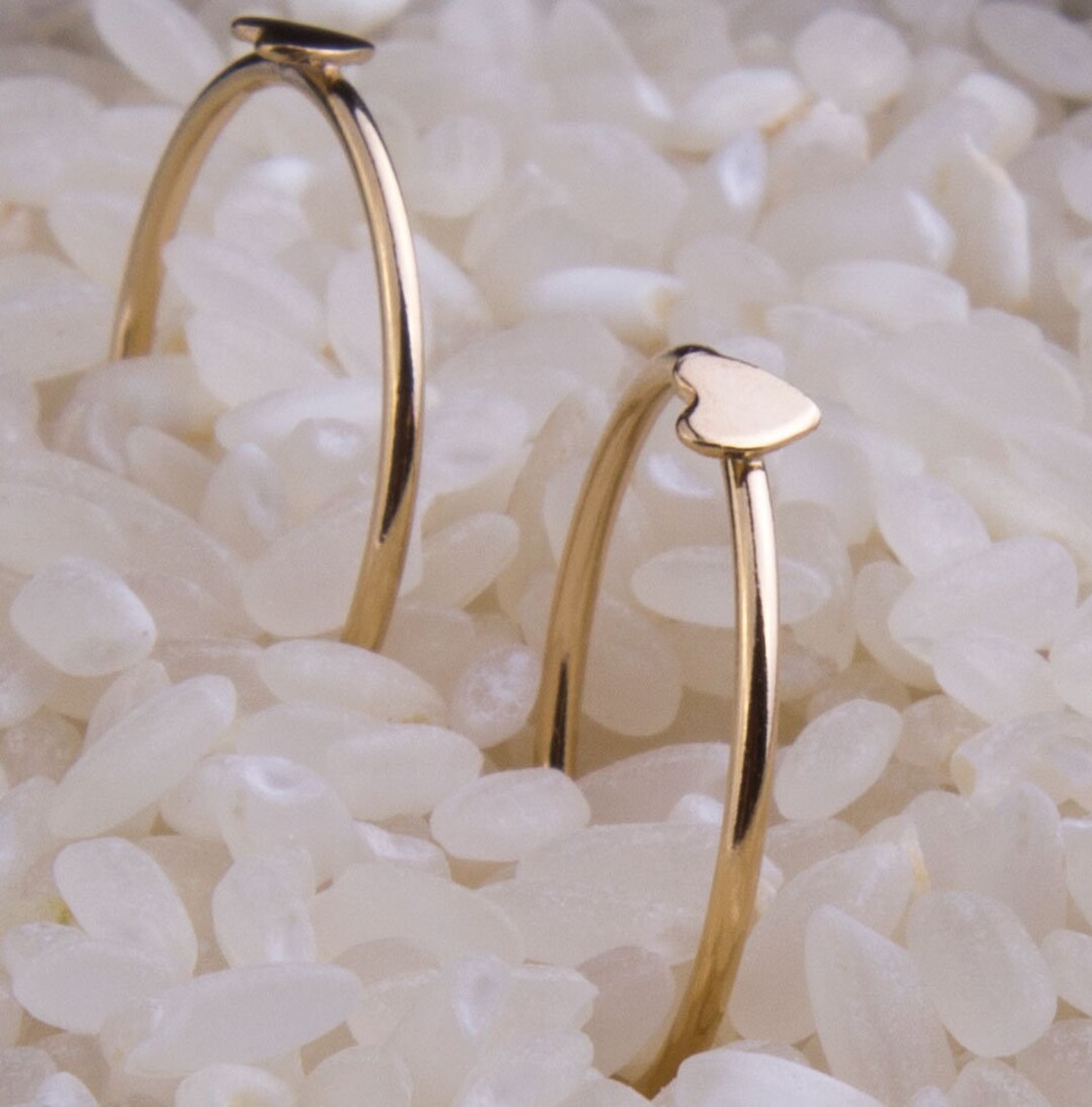 14k Gold Filled Heart, Stamping Initial Ring, Stackable Rings, Dainty ...