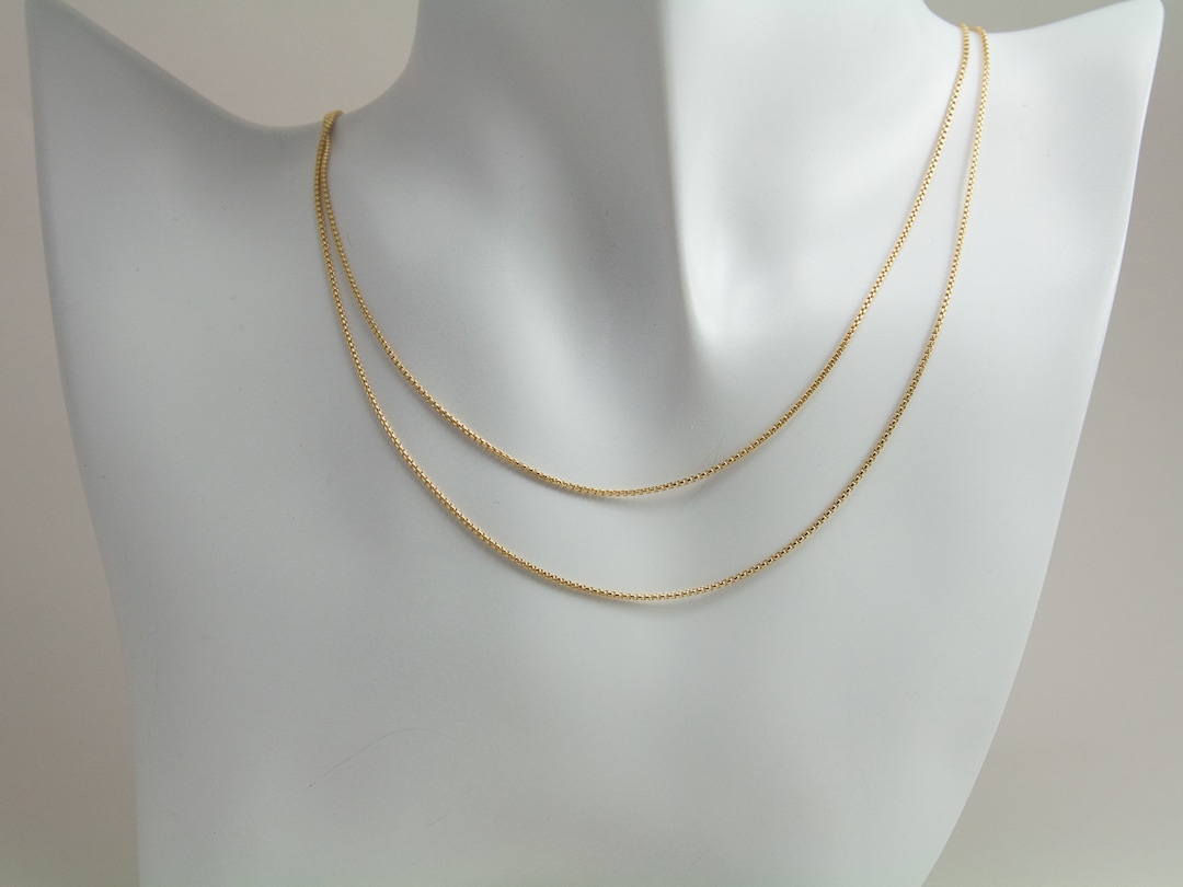 Round Box Chain in Gold Filled, Finished Chain in 16 or 18 Inches,1mm ...