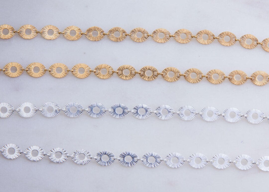Flat Oval Textured Chain by Foot in Silver, Gold Plated, Bulk Oval ...