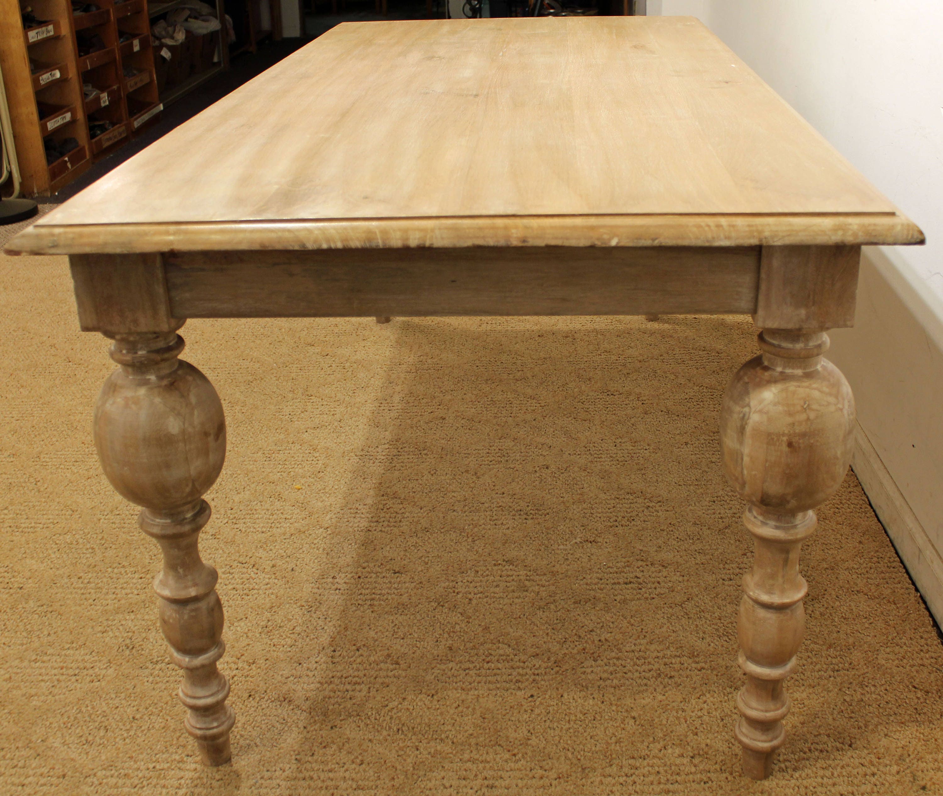 French Country Dining Table Natural White Washed Raw Wood Farm Dining ...