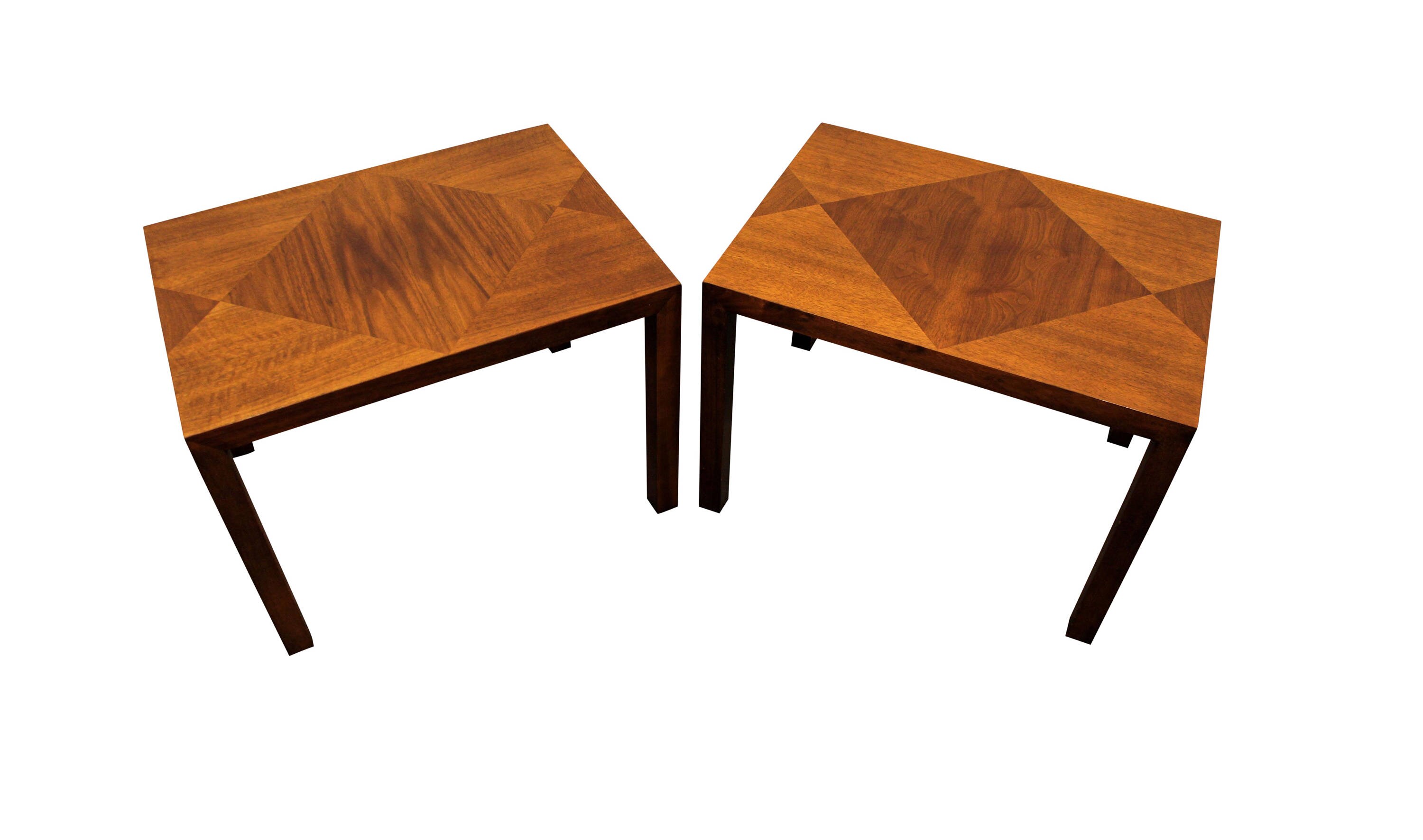 Pair of Mid-Century Danish Modern Walnut Parquet Top Walnut End Tables #1