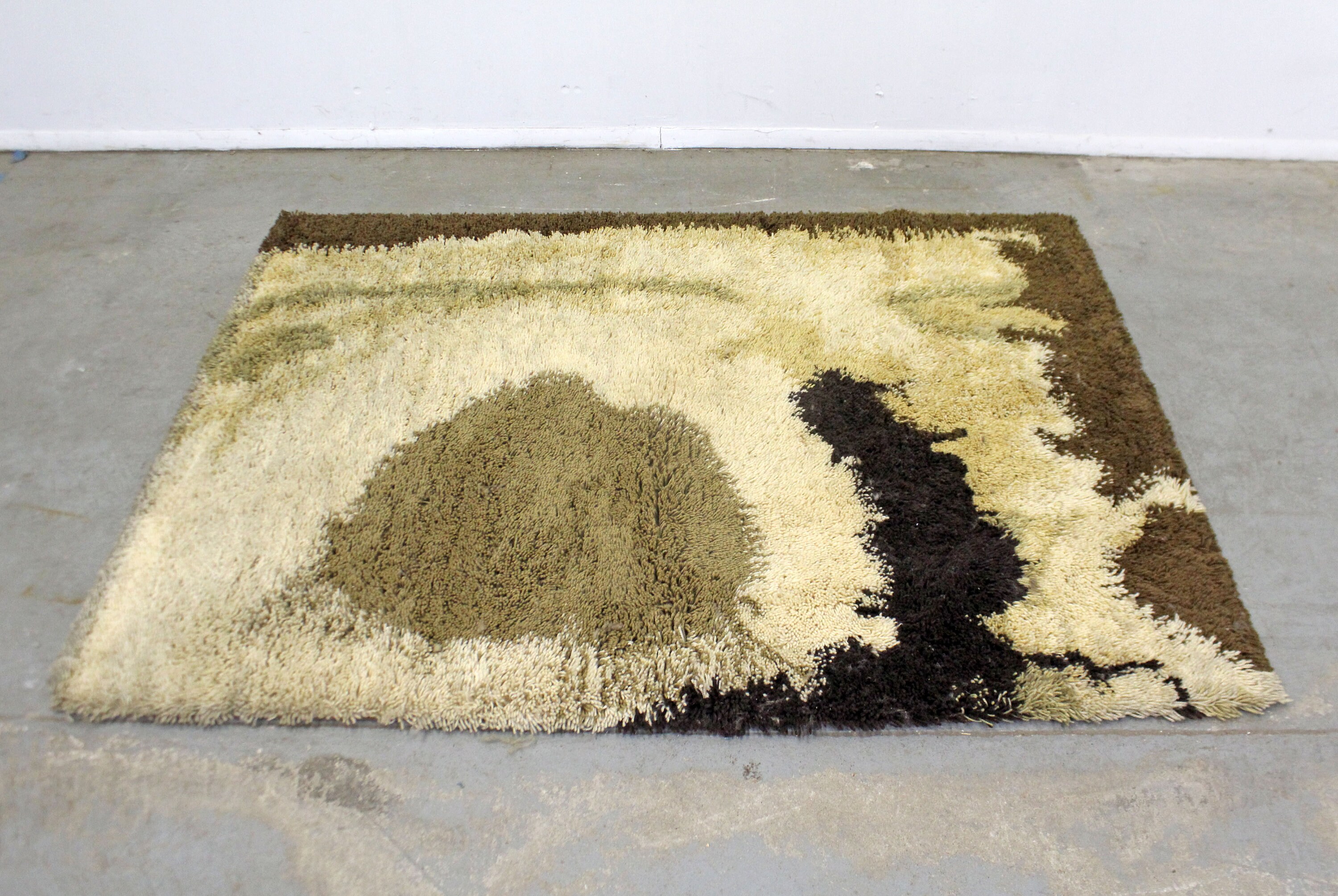 Vintage Mid Century Danish Modern Ege Rya Wool Shag Rug 'Sunrise Lo'