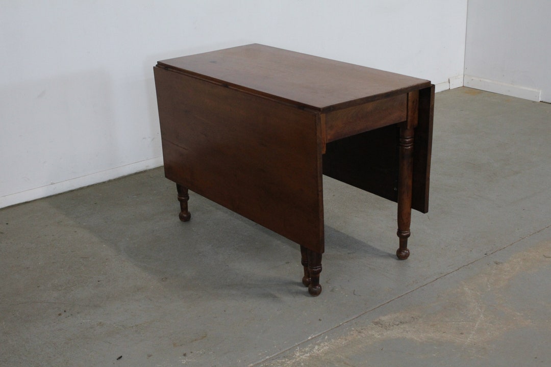 Antique Rustic Walnut Drop Leaf Table - Etsy