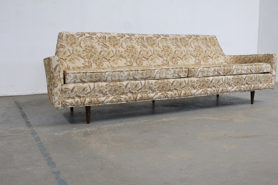 Mid-century Elongated Curved Back 90" Sofa on Pencil Legs - Etsy