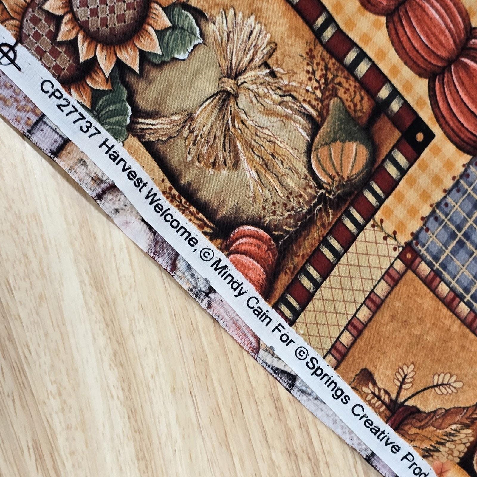 Cotton Fabric 20"x44" Harvest Welcome Patchwork Scarecrow Pumpkins ...
