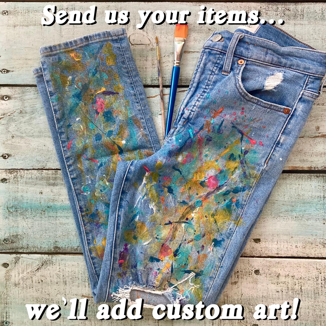 Spray Paint Splatter Airbrush Custom Jeans | Upcycle Hand Painted Denim ...