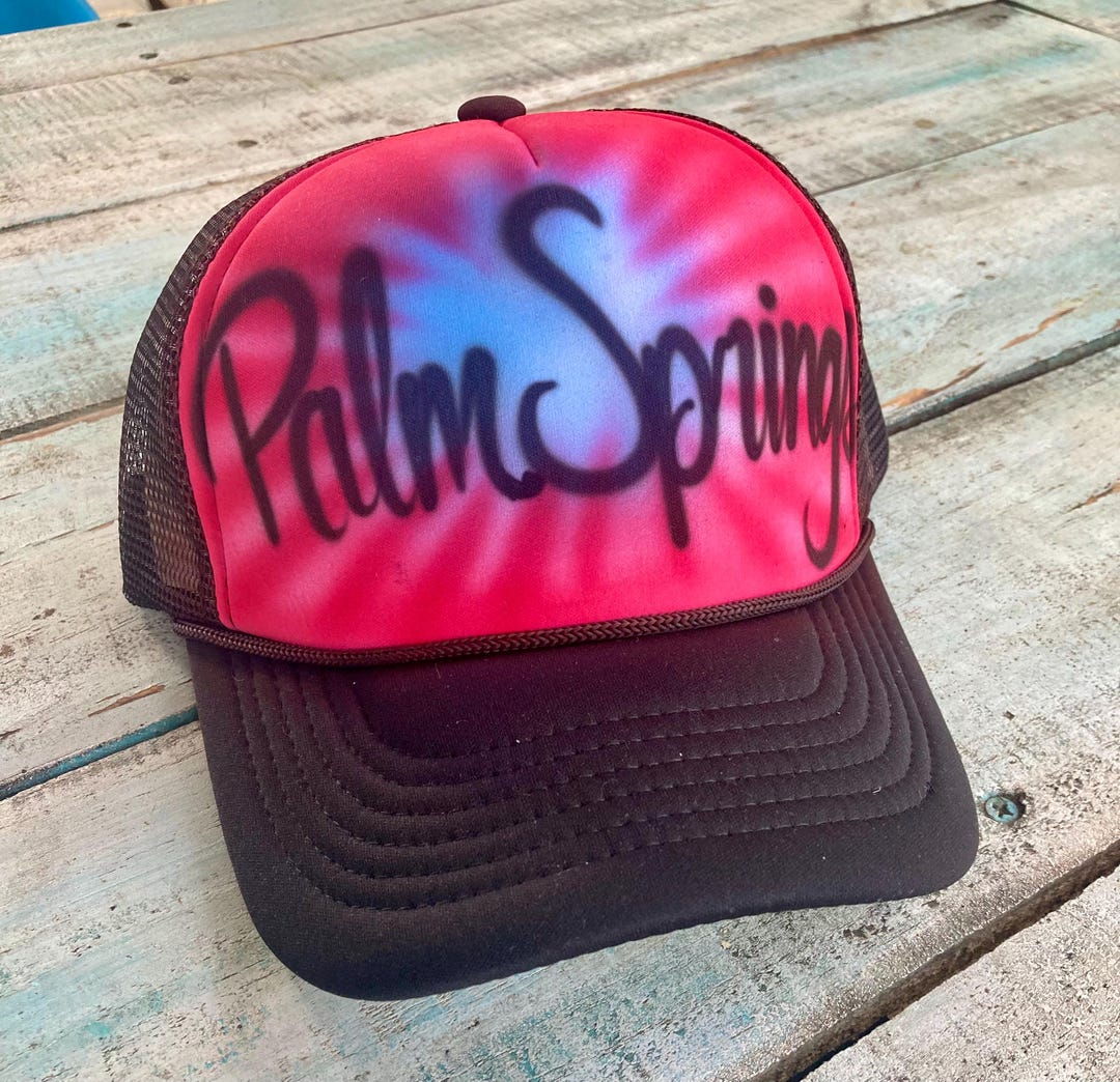 Personalized Gifts | PALM SPRINGS Airbrush Trucker Hat | 80's 90's 2000 ...