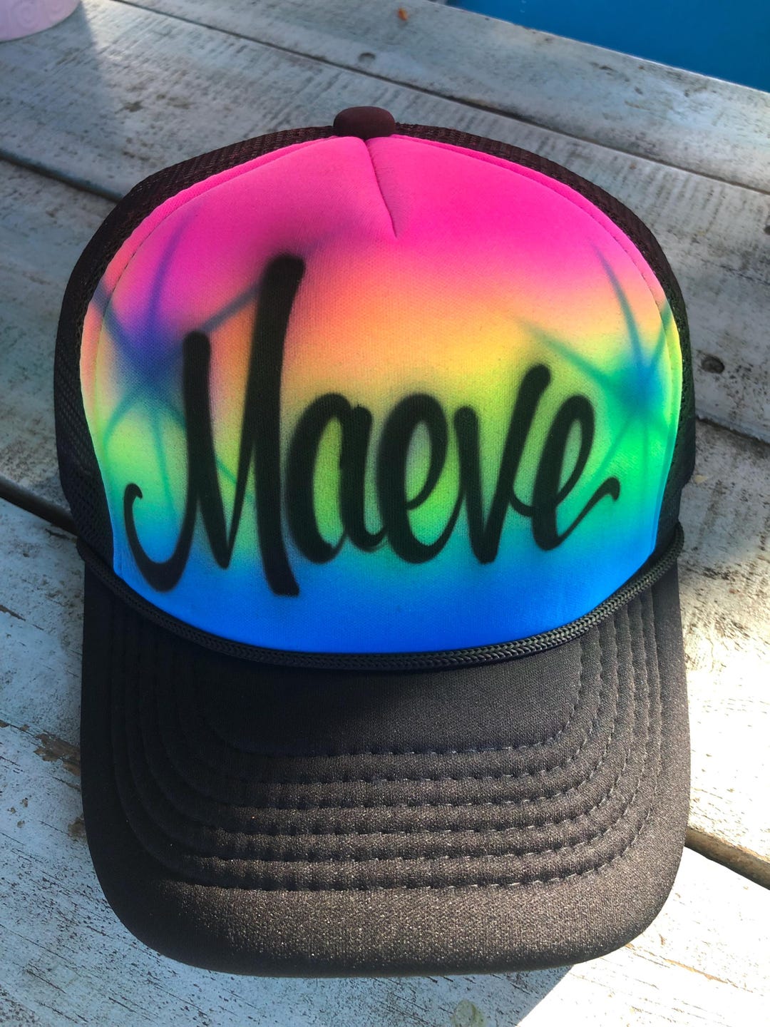 Personalized Gifts | Name MAEVE Airbrush Trucker Hat | 80's 90's 2000's ...