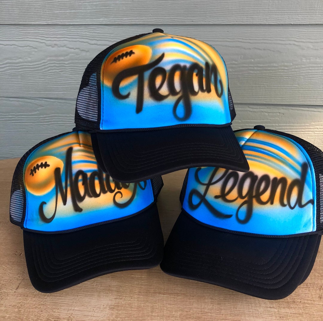 12 Custom Airbrushed Trucker Hats | Sports Theme | Hockey Soccer ...