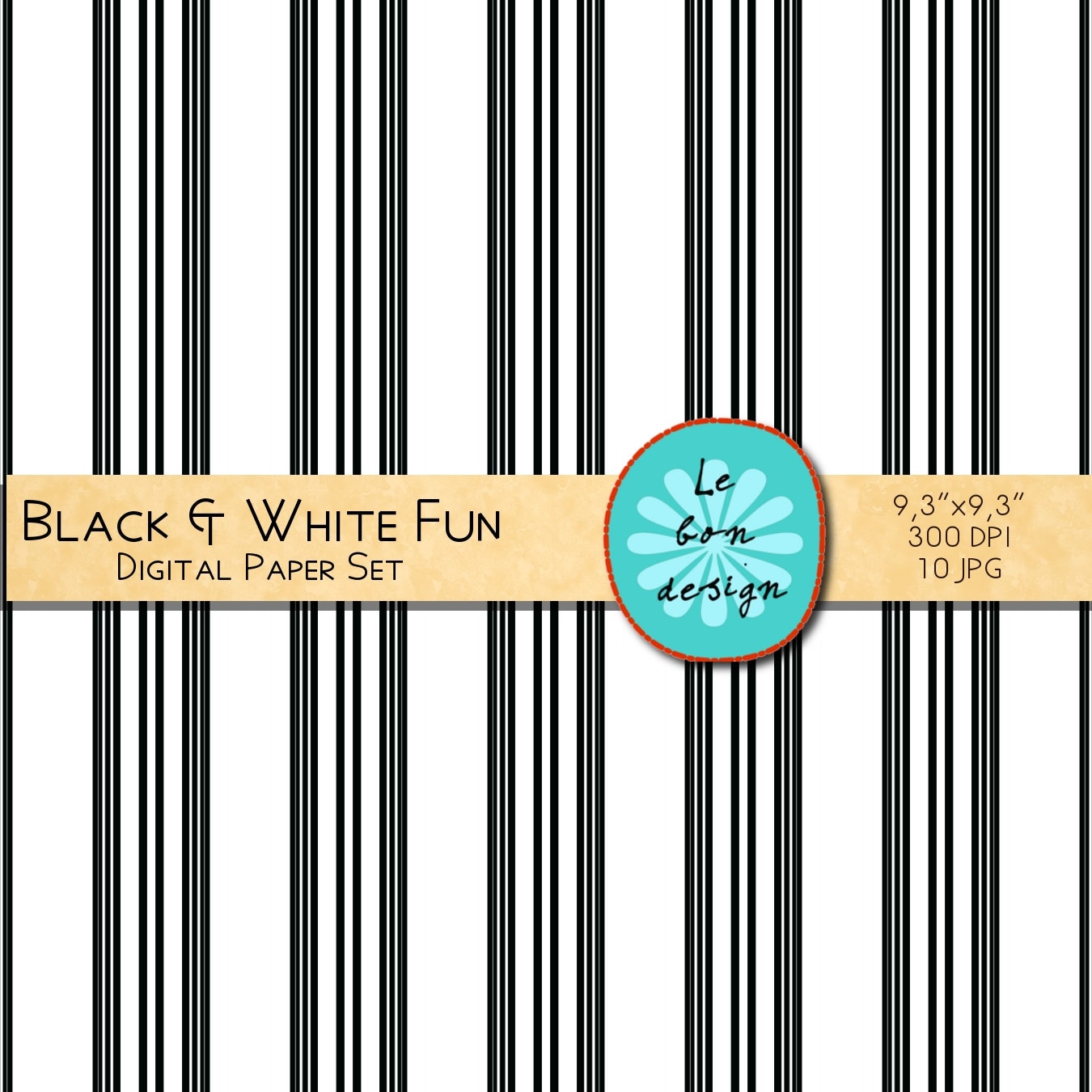 Digital Paper Black White Seamless Patterns Scrapbook Stars, Stripes ...