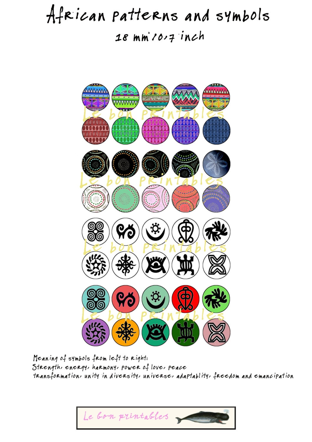 0,7 Inch/ 18 Mm Circle Template 40 Circles Diy Collage Sheet Jpg, Psd ...