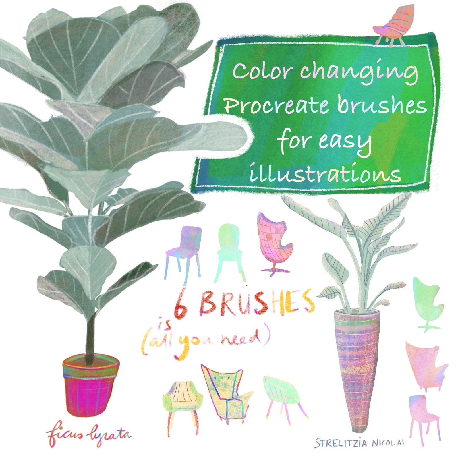 Procreate Color Changing Brushes for Easy Illustrations - Etsy