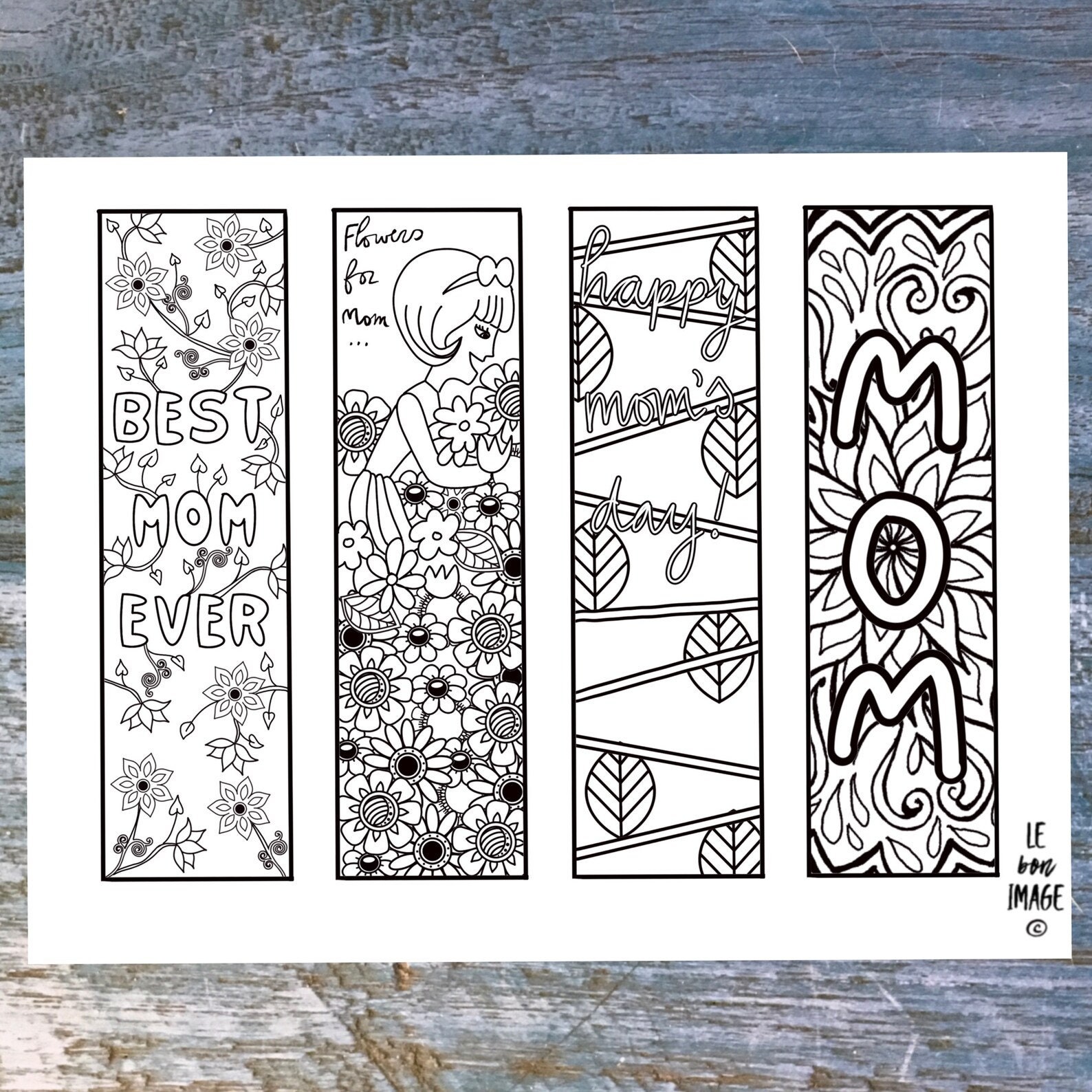 Mother’s Day Bookmark Coloring Page Kids Mom Birthday Gift Teacher ...