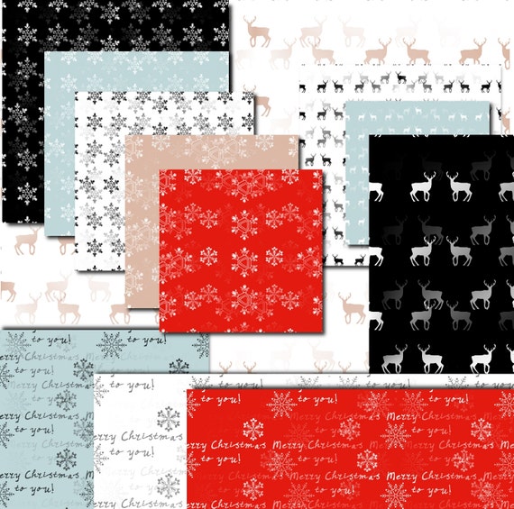 Christmas Paper Pack Seamless Background Textures Digital for | Etsy
