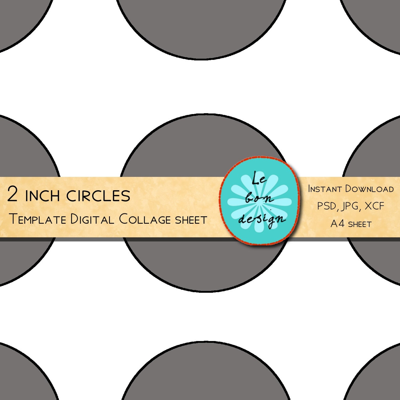 Cupcake Toppers / 2 Inch Circle Template 12 Circles /diy Collage Sheet ...