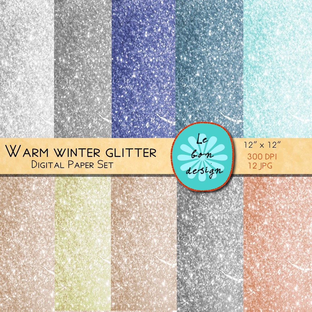Glitter Paper Pack Background Textures Digital for Scrapbook, Digital ...