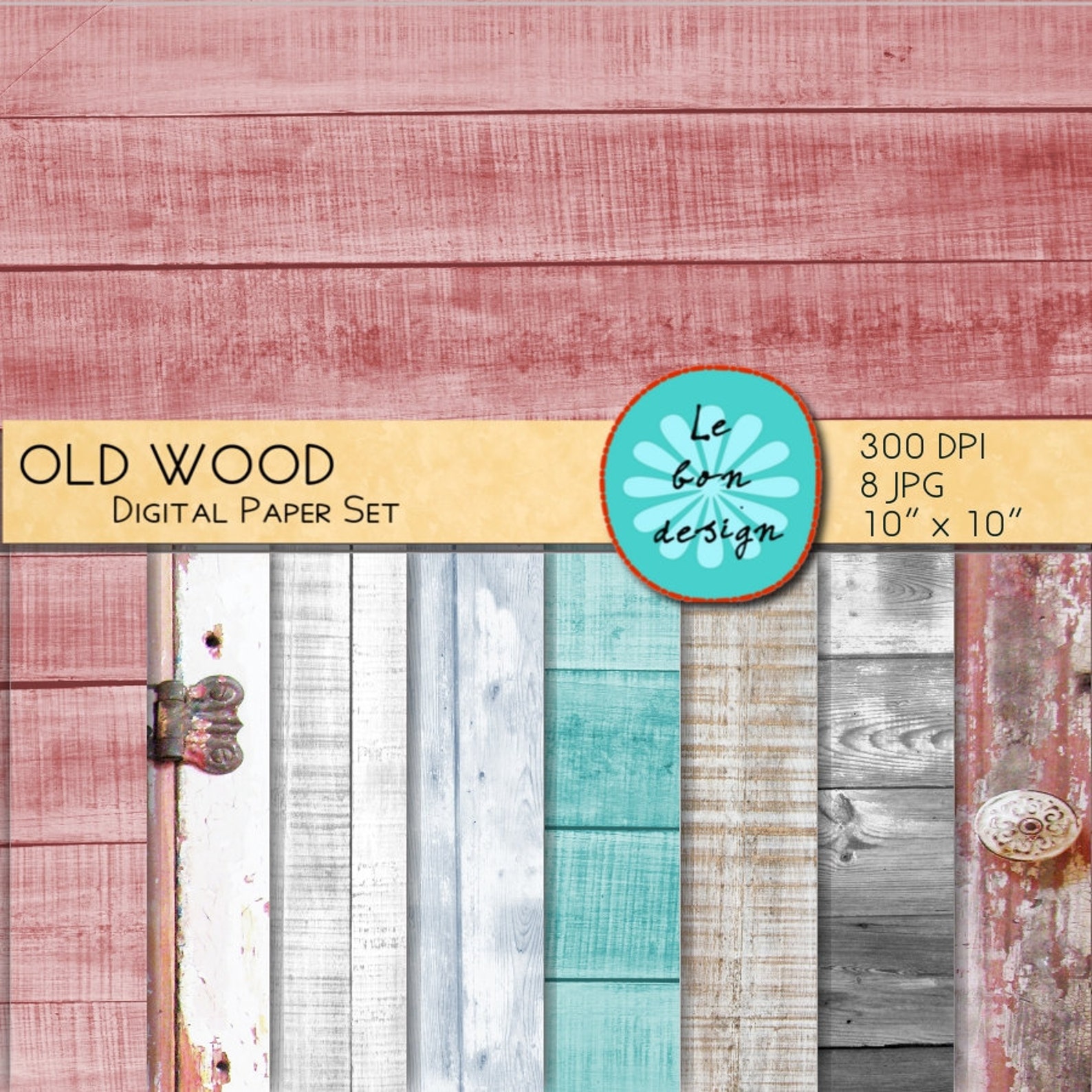 Old Distressed Wood Background Textures Digital Paper Set for Scrapbook ...