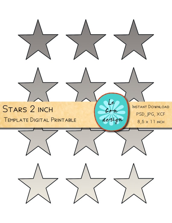 Stars 2 Inch Template 12 Stars Diy Collage Sheet Jpg Psd | Etsy