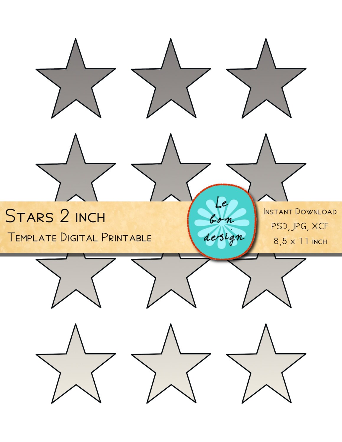 Stars 2 Inch Template 12 Stars Diy Collage Sheet Jpg, Psd, Gimp ...