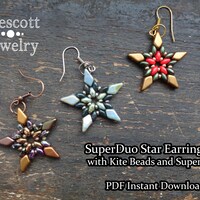 Superduo, Twin Bead Tile Earrings, Beading Pattern, PDF Tutorial ...