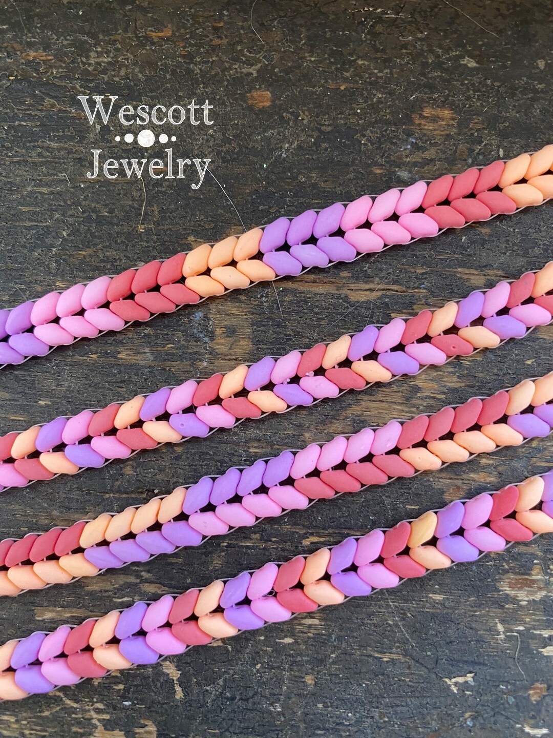Pastel Rainbow Sunset Stackable Bracelets Superduo Fishtail Stitch ...