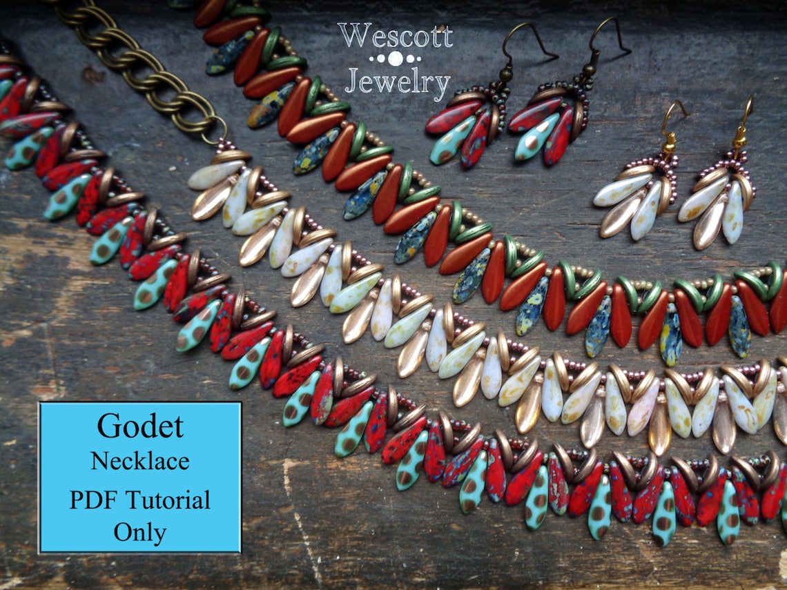 Beadweaving Pattern for Godet Necklace and Earrings With | Etsy