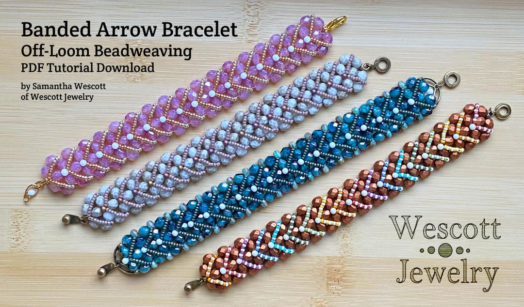 Banded Arrow Bracelet Beadweaving Pattern: Embellished Right Angle ...