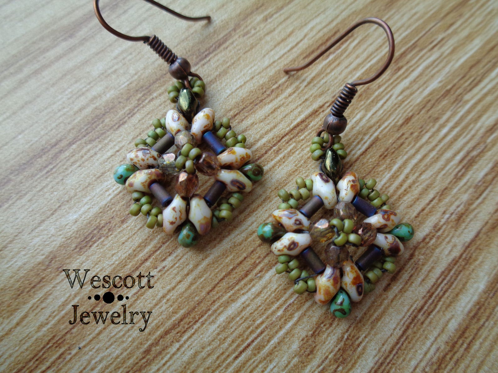 Beadweaving Pattern for Dainty Duo Drops Earrings and Pendants With ...
