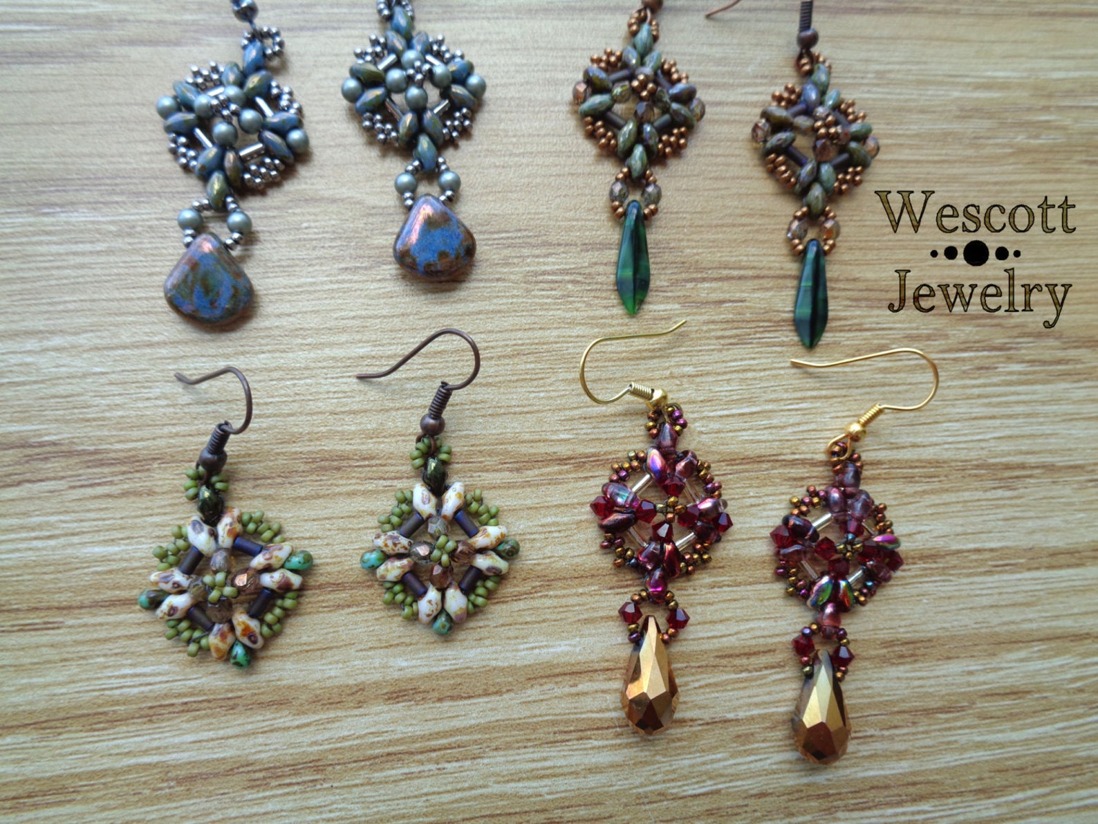 Beadweaving Pattern for Dainty Duo Drops Earrings and Pendants With ...