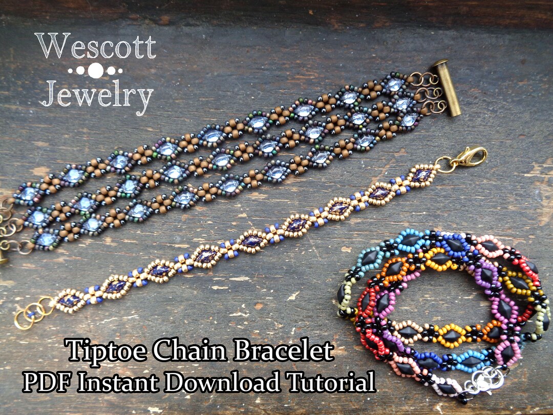 Beadweaving Pattern: Tiptoe Chain Bracelet Tutorial (PDF Download) - Etsy
