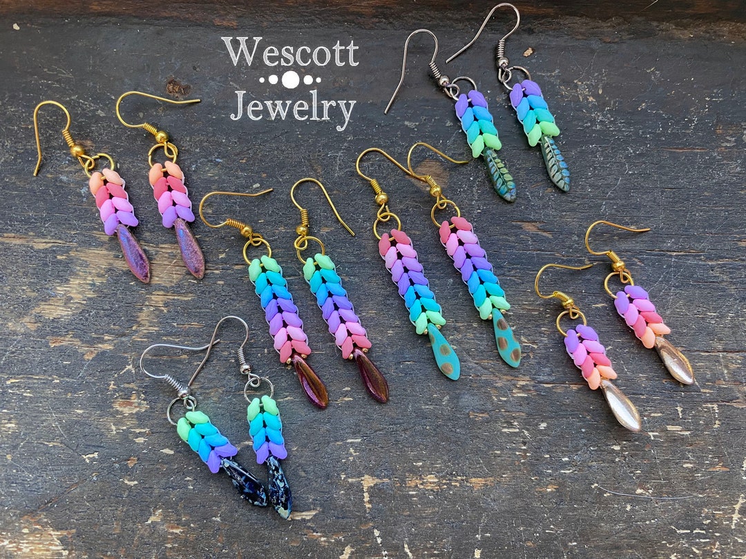 Bondeli Rainbow Drop Earrings - Matte Pastel Neon Rainbow Fishtail ...